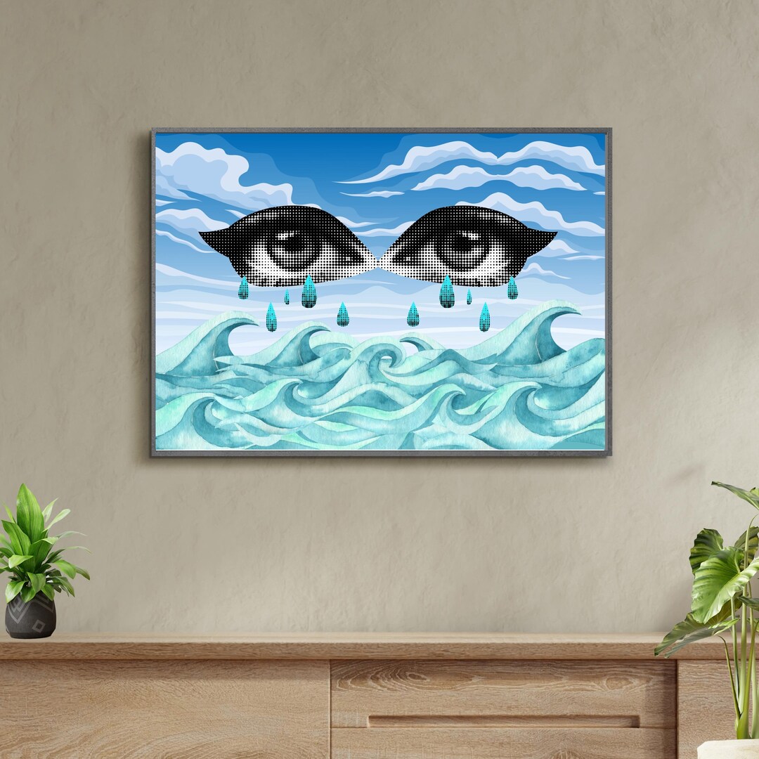 Eyes Poster, Abstract Tears Digital Wall Decor, Modern Abstract Wall ...