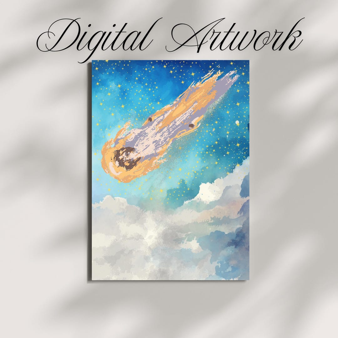 Halley's Comet Poster, Celestial Wall Decor, Midnight Comet Instant ...