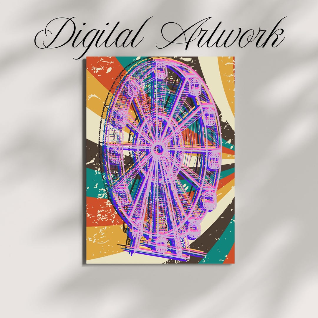 Ferris Wheel Wall Art, Fun Fair Instant Download Print, Ferris Wheel ...