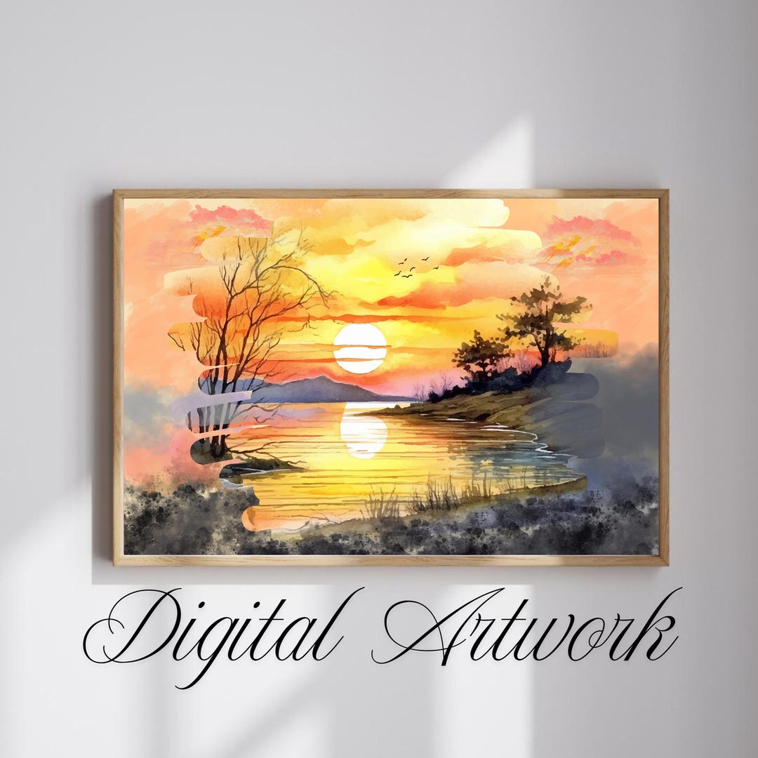Sunset Poster Print, Printable Landscape Wall Art, Sunset Instant ...