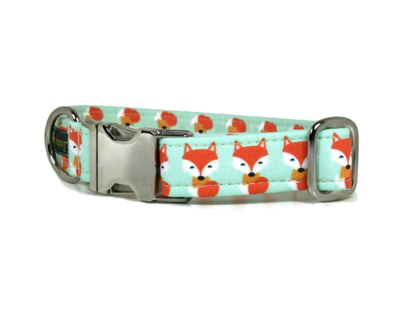 Foxes on Mint Dog Collar Martingale Custom Dog Collar | Etsy