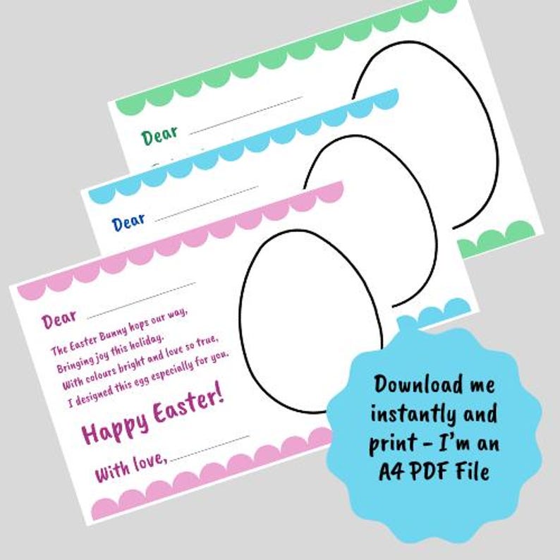 DIY Easter Egg Card Template - A4 Printable for Kids to Colour & Design ...