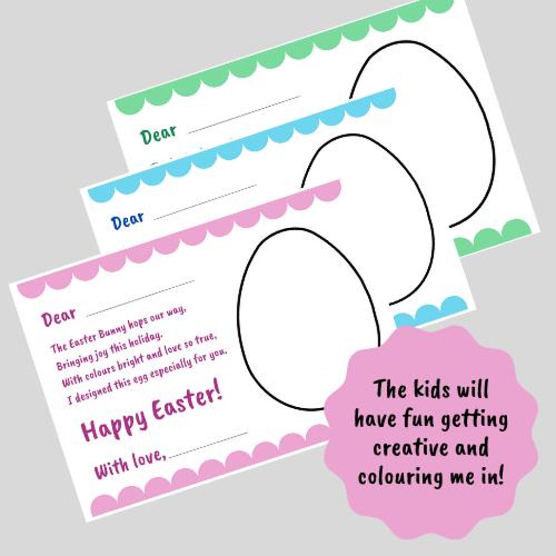 DIY Easter Egg Card Template - A4 Printable for Kids to Colour & Design ...