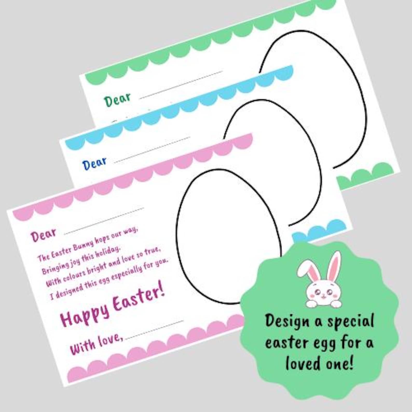DIY Easter Egg Card Template - A4 Printable for Kids to Colour & Design ...