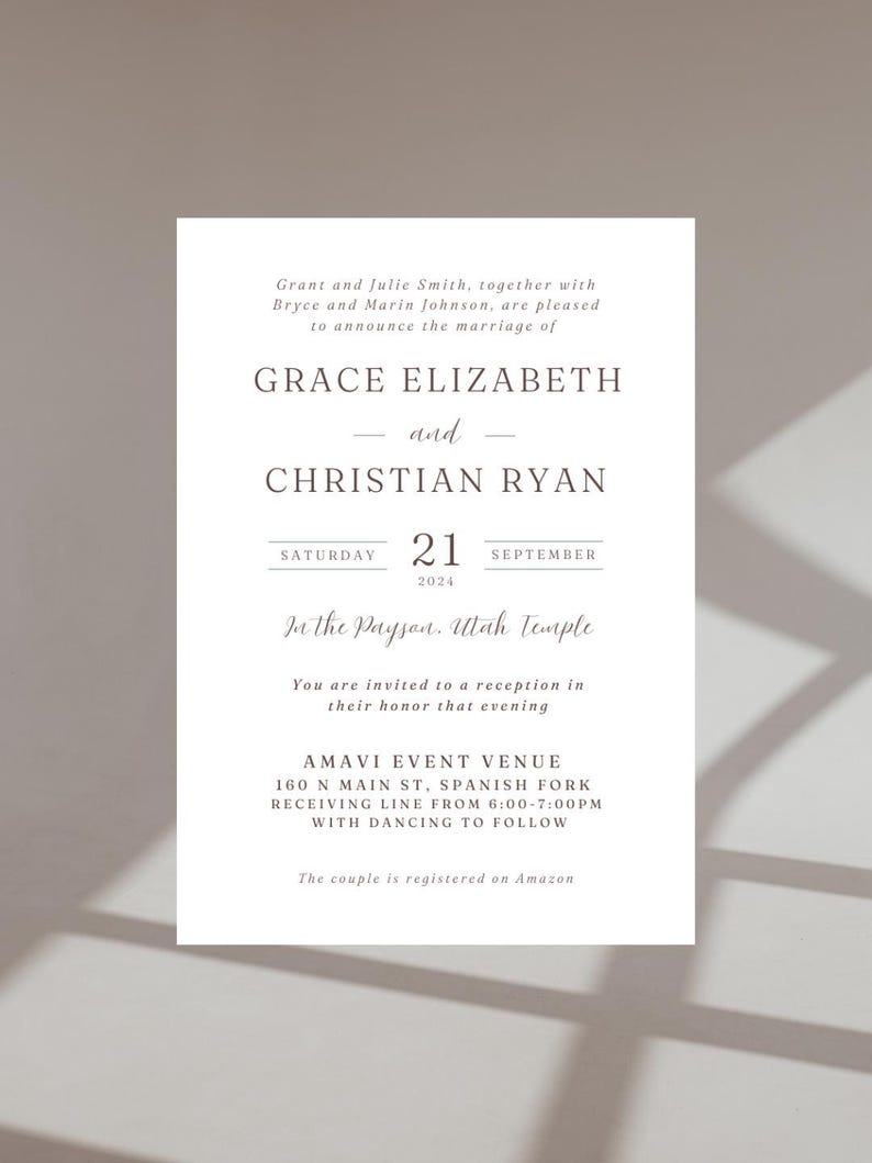 Simple LDS Wedding Invite - Etsy