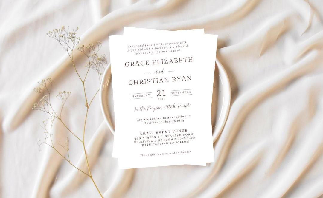 Simple LDS Wedding Invite - Etsy