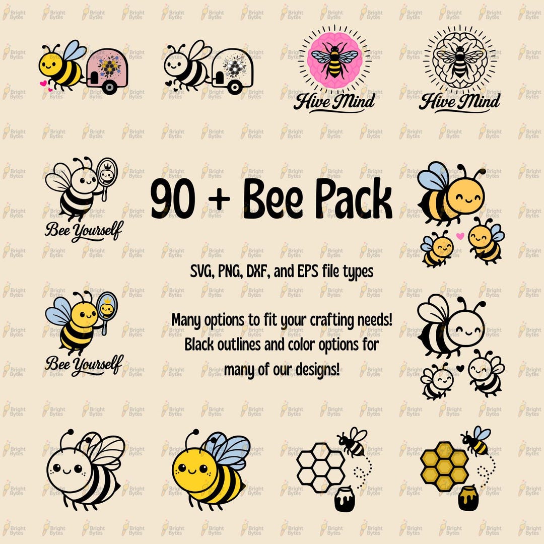 Bee Pack SVG Bundle Cute Fun Honeybee Png Dxf Eps | Cricut Silhouette ...