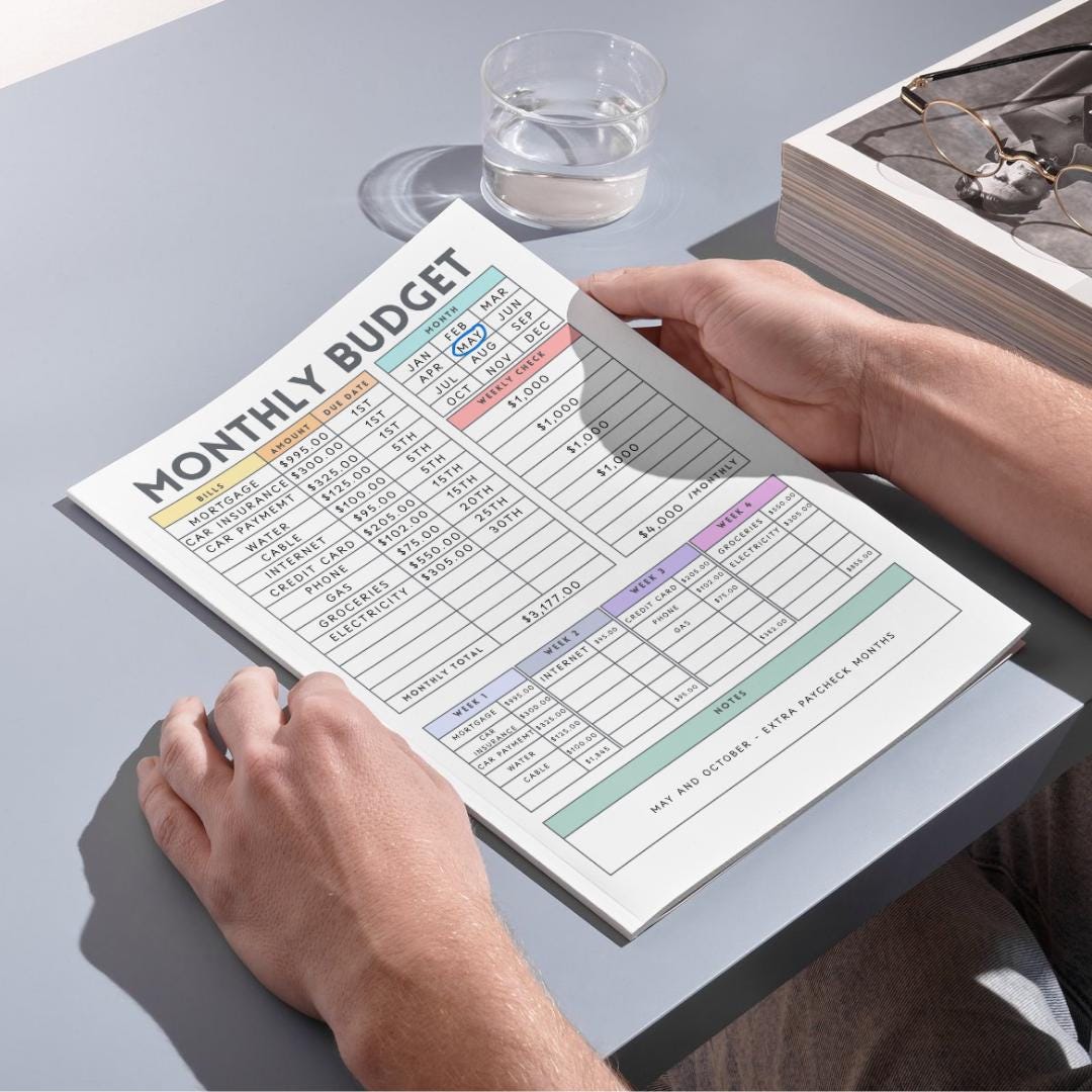 Monthly Income Printable Paycheck Budget Tracker Bullet Journal Weekly ...