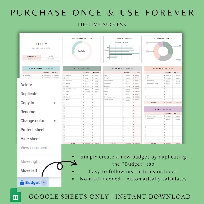 ADHD College Student Budget Template: Google Sheets Digital Planner - Etsy