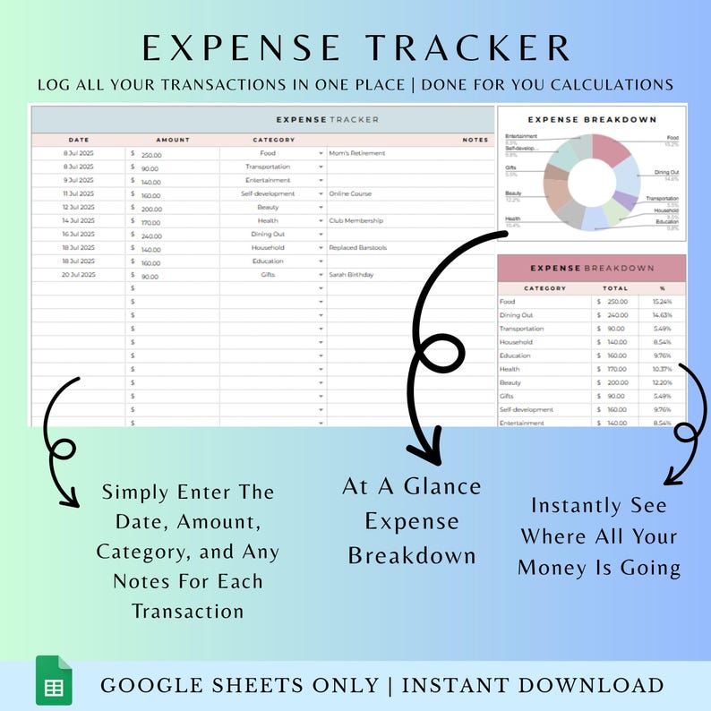 Monthly Budget Simple Bill Tracker Personal Income Expense Google ...