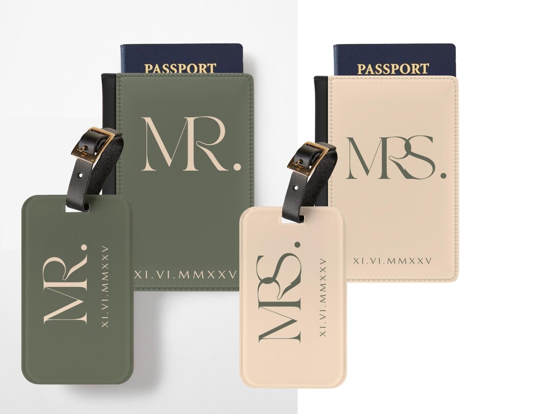 Personalized Matching Couple Honeymoon Monogram Passport Cover Gift for ...