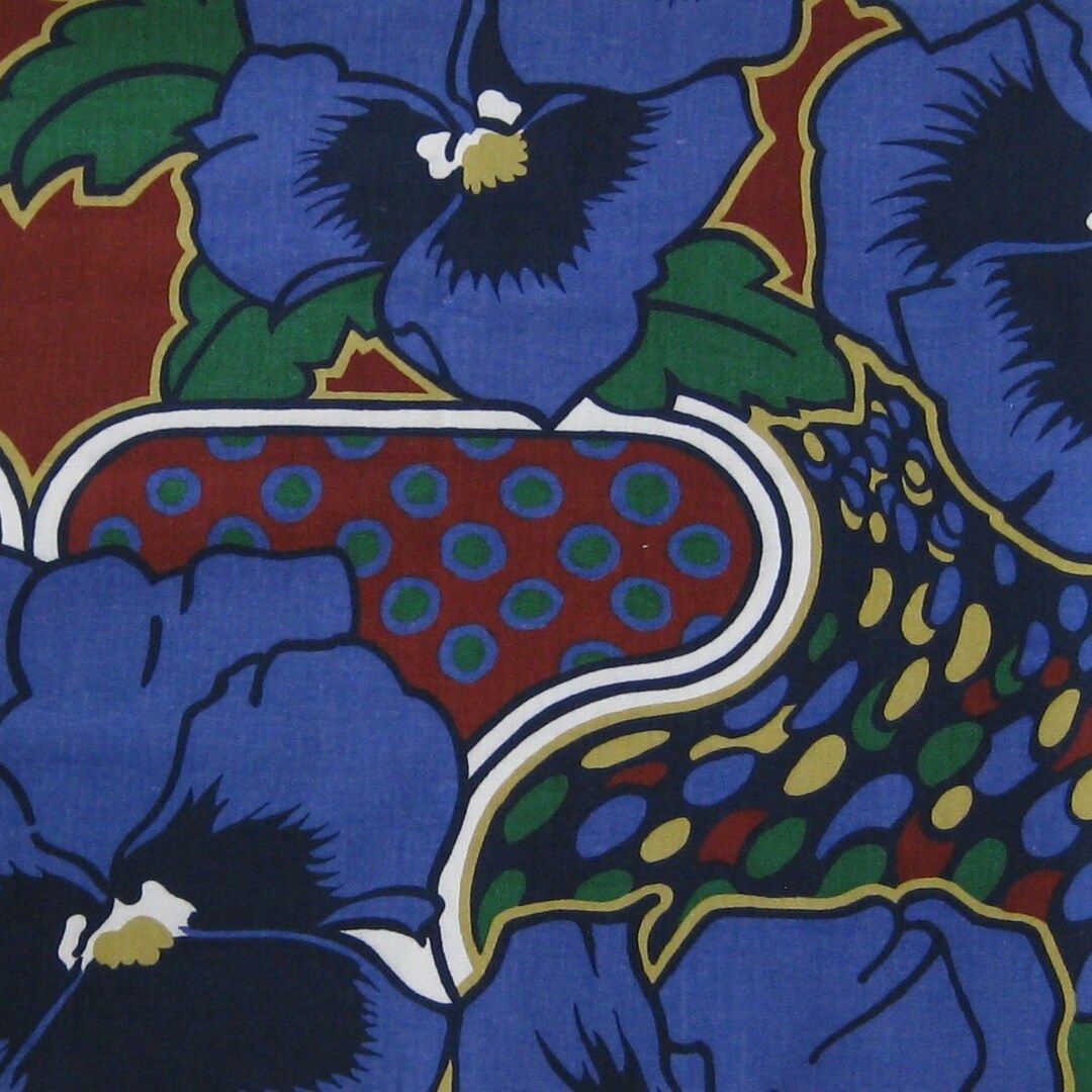 Heals Flower Show by Julek Heller, Vintage 70s, Blue, Dark Red, Green ...