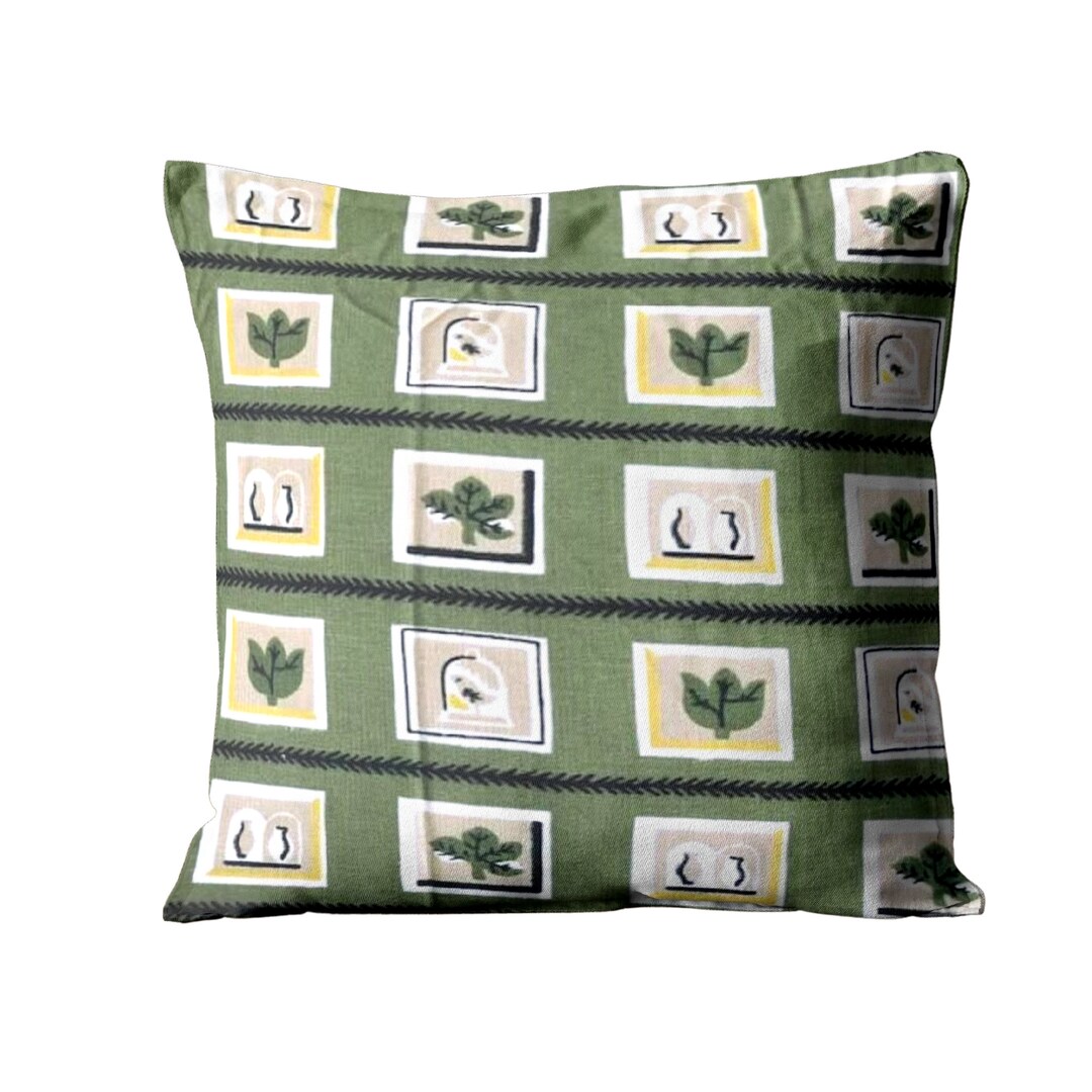 Heals. Marian Mahler Birdcage Early 50s, Green / Grey and Yellow Cotton ...