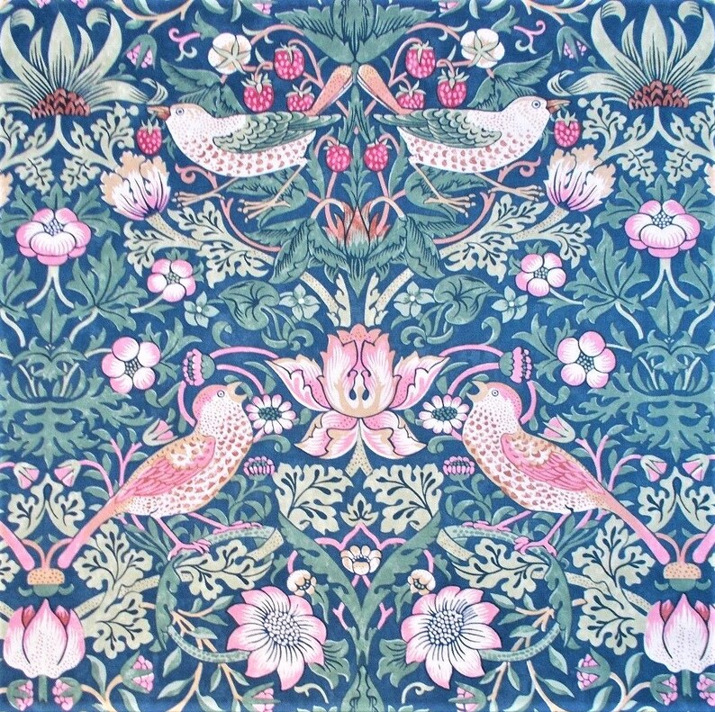 William Morris Strawberry Thief Arts and Crafts Blue Pink - Etsy UK