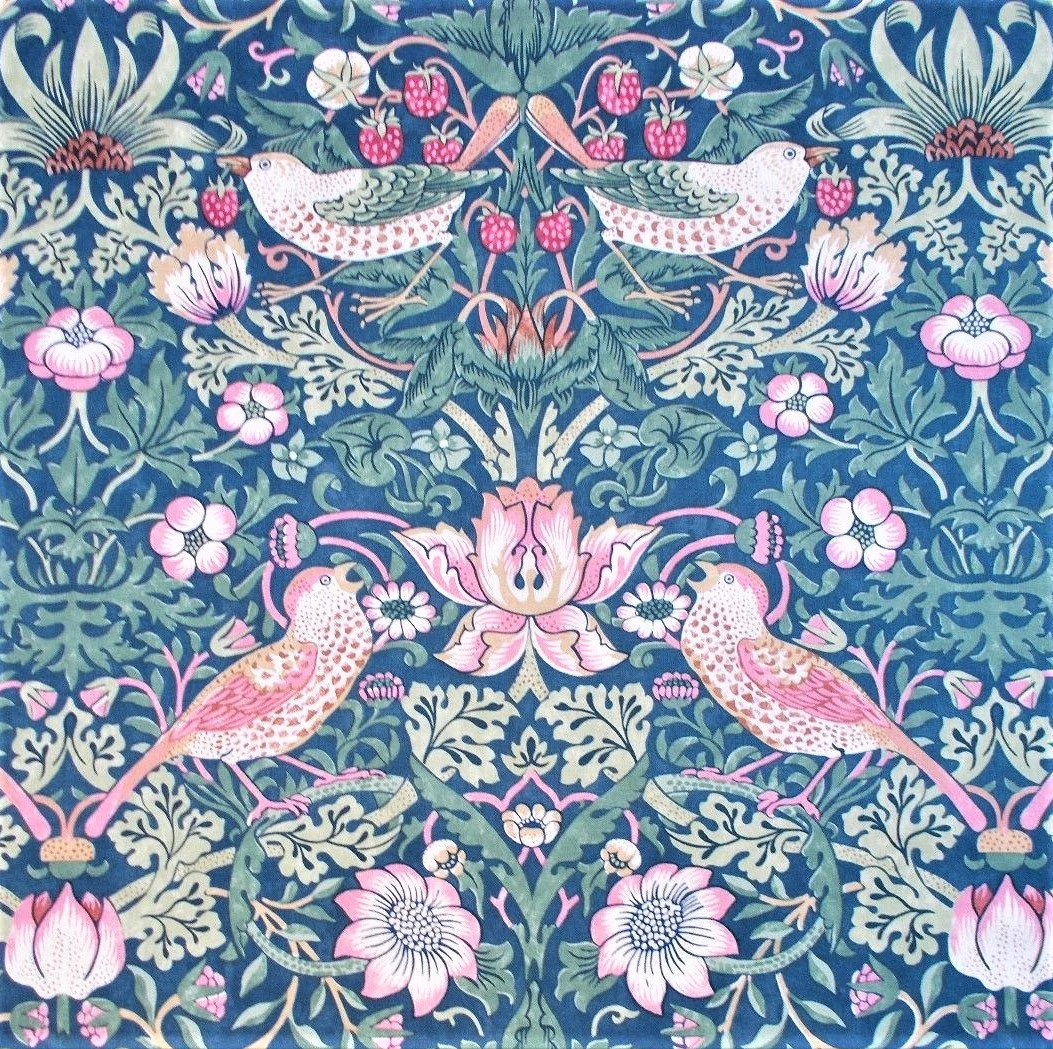 William Morris Strawberry Thief Arts and Crafts Blue Pink - Etsy UK
