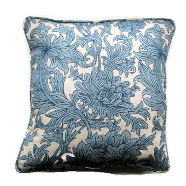 Cream and Light Blue Throw Pillow - Etsy