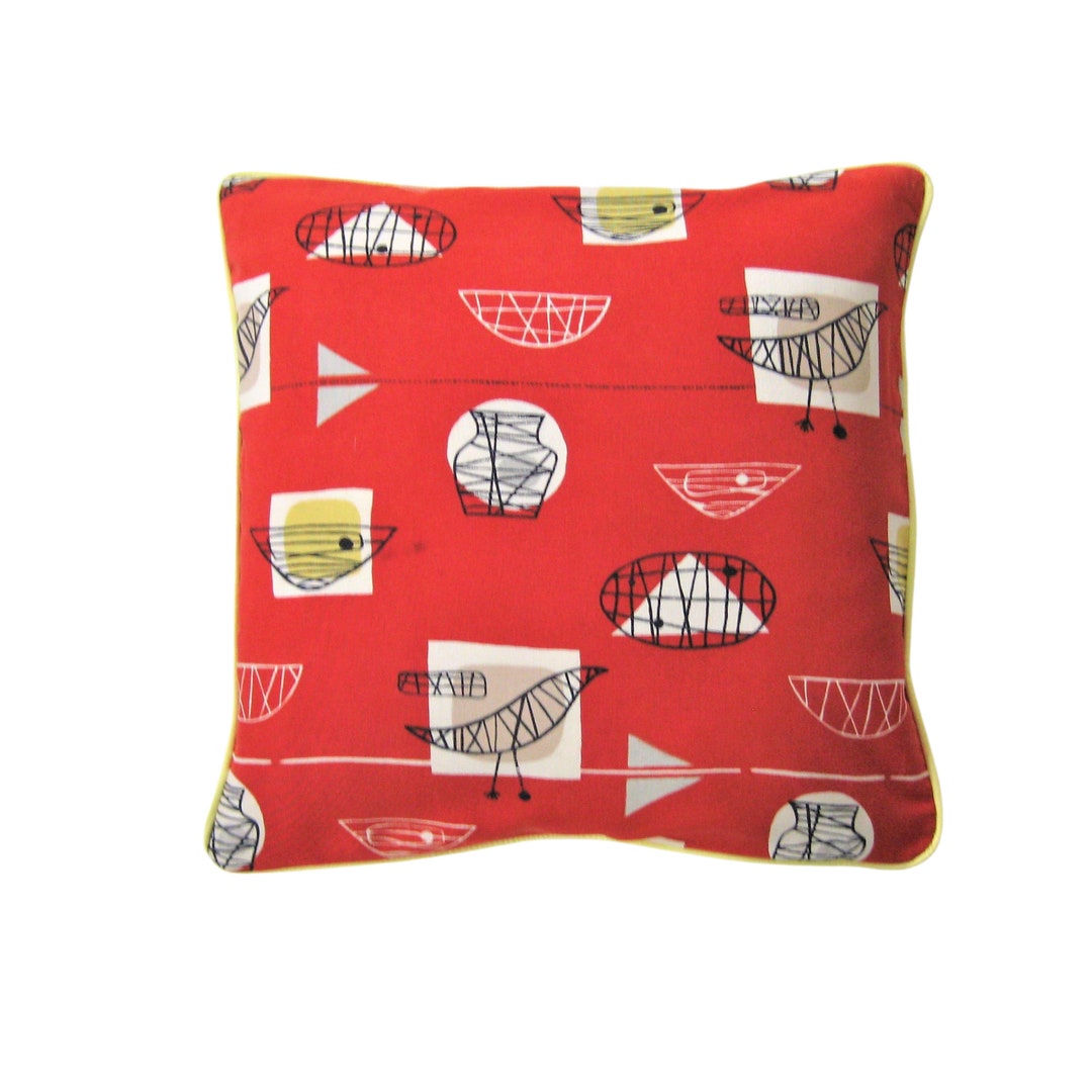 Heals. Marian Mahler "bird and Bowl" Early 50s, Red, Yellow and Grey ...