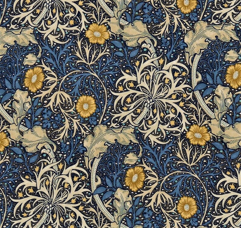 William Morris seaweed Arts and Crafts Dark - Etsy UK