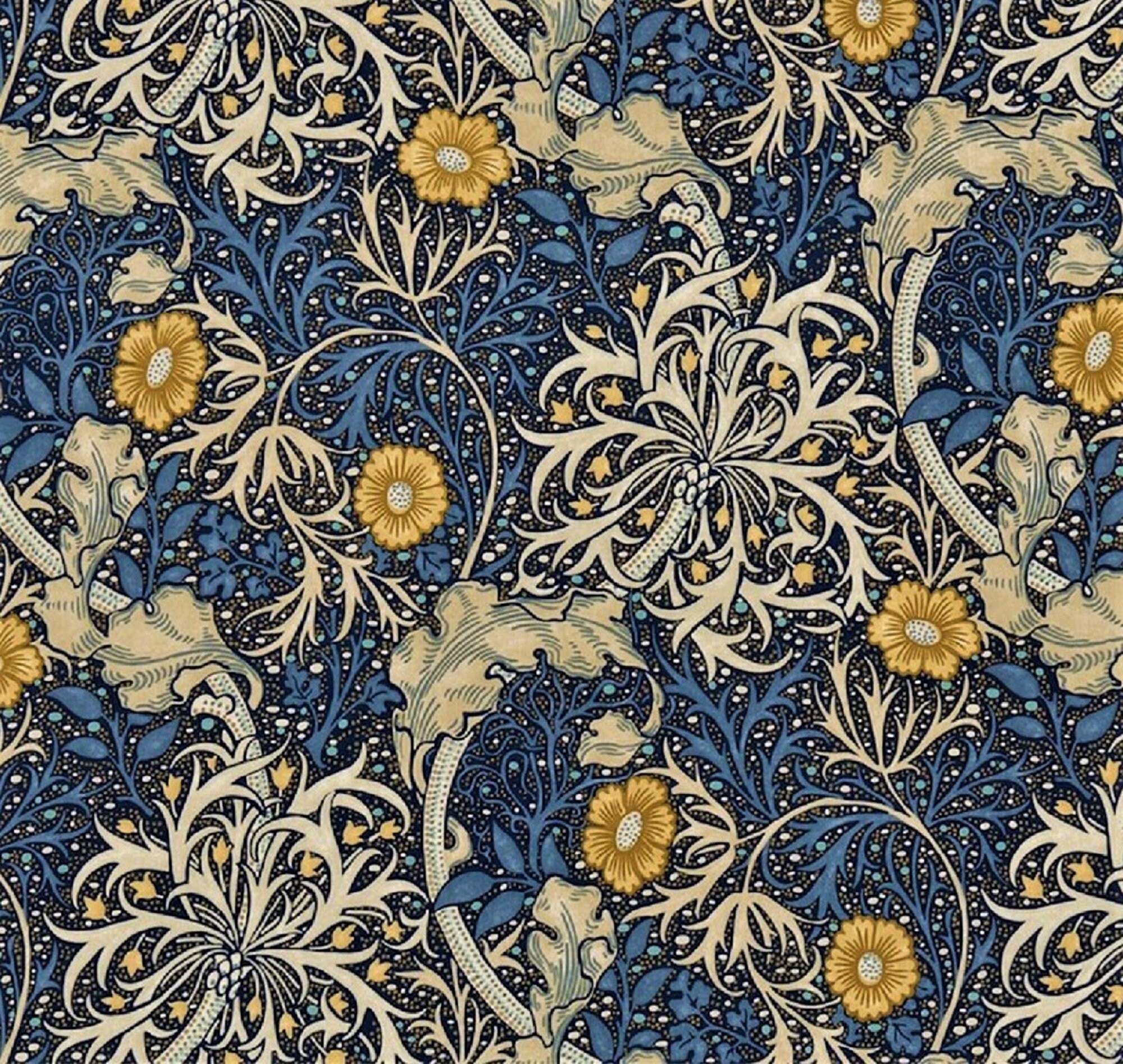 William Morris seaweed Arts and Crafts Dark - Etsy UK