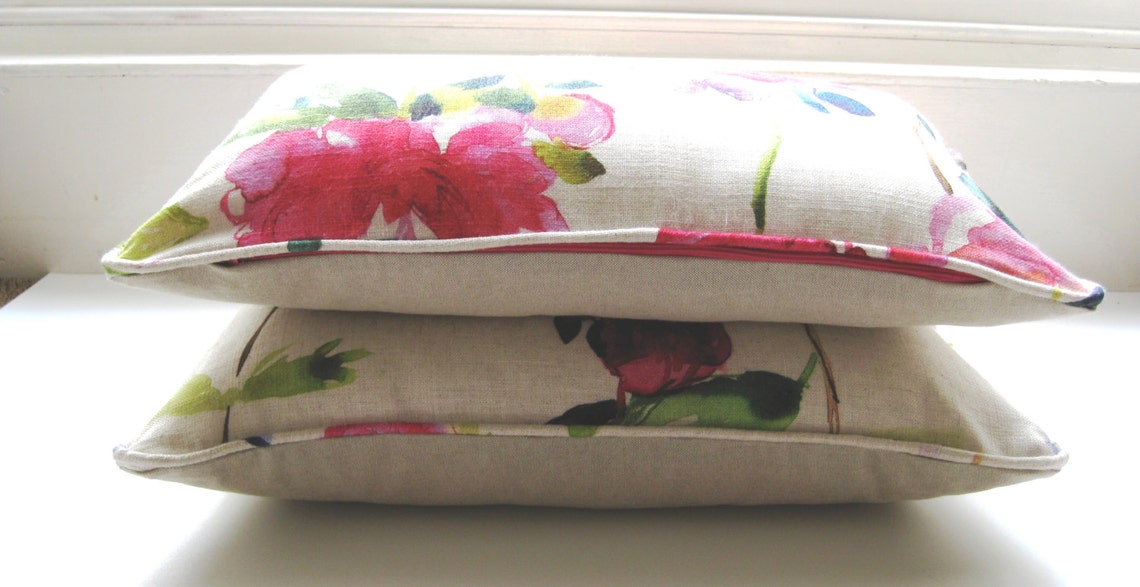 Bluebellgray red Rose Linen Cushion Cover Red - Etsy