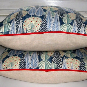 Heals Retro "1810 Trees" by Cressida Bell. Blue, Cream and Red Linen ...