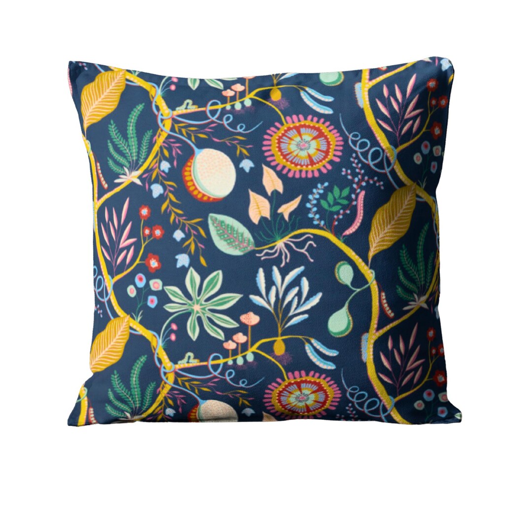 Scion, Jackfruit and the Beanstalk, Navy Cotton Cushion Cover, Throw ...