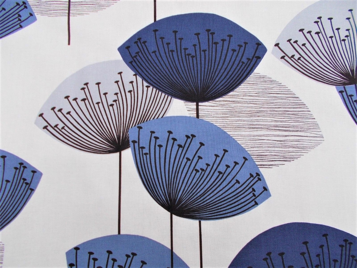 Sanderson dandelion Clocks Blue. Grey and Black | Etsy UK