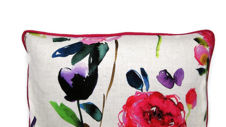 Bluebellgray red Rose Linen Cushion Cover Red - Etsy UK