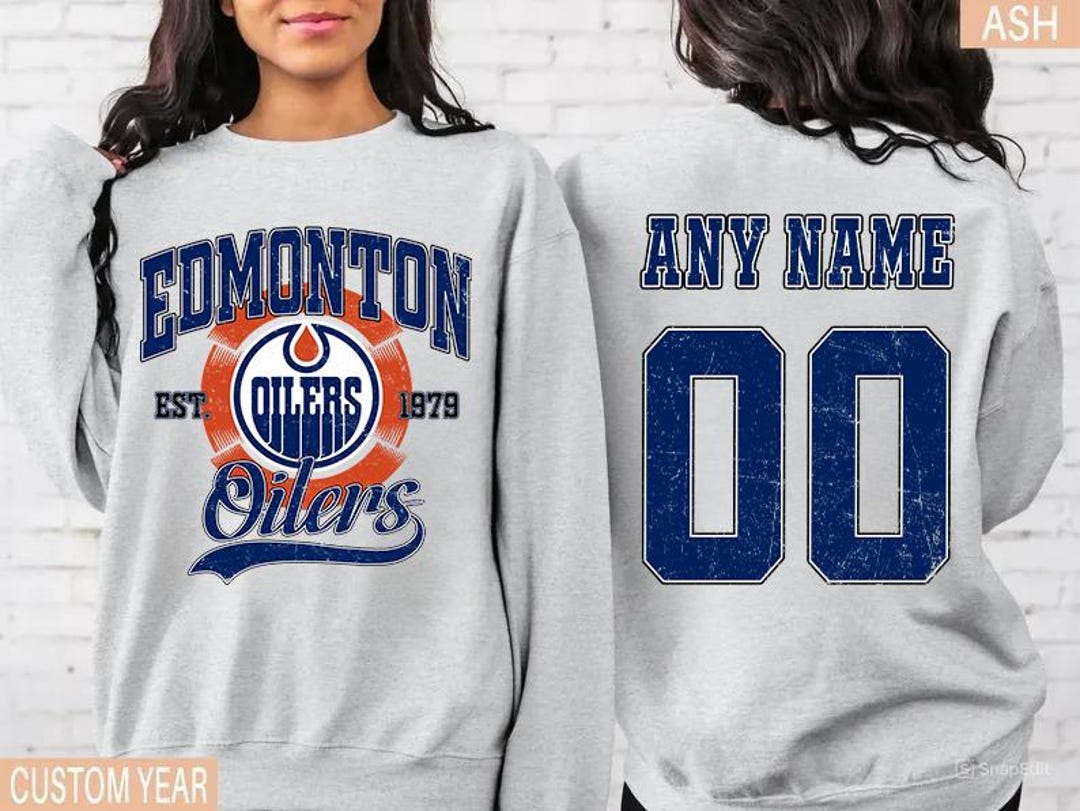 Personalized Name and Number Edmonton Oilers Sweatshirt, Edmonton ...
