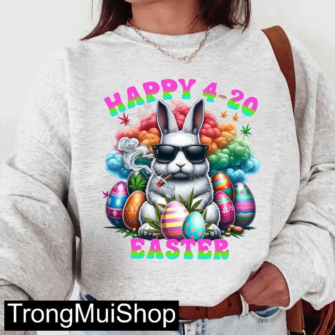 Funny 420 Easter Bunny Smoking Weed PNG, Marijuana Holiday Sublimation ...