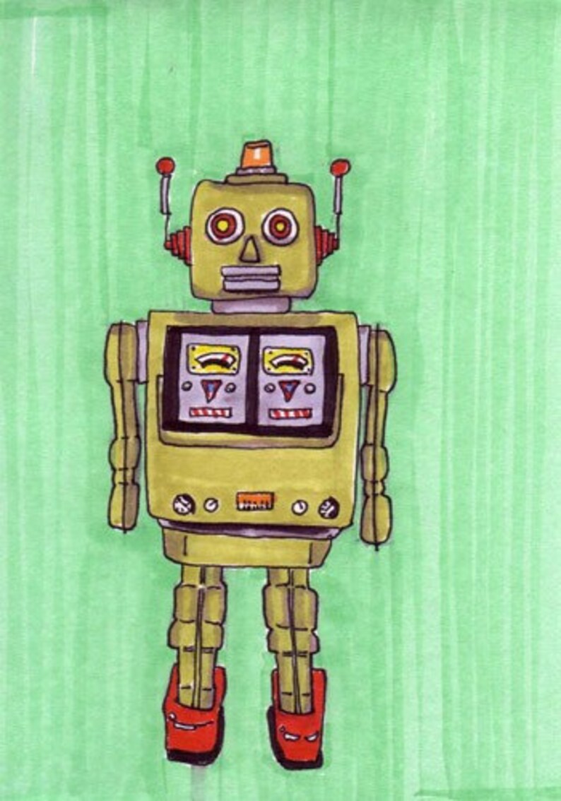 Robot-5x7 Inch Print From Original Illustration - Etsy