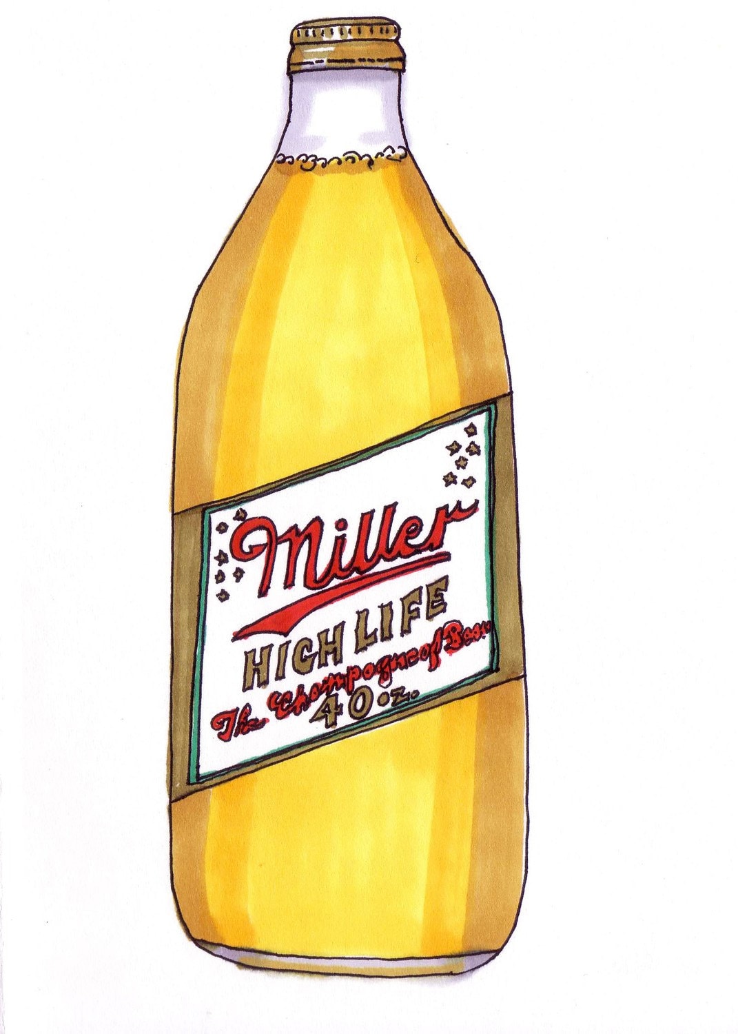 Miller High Life-5x7 Inch Print From Original Illustration - Etsy