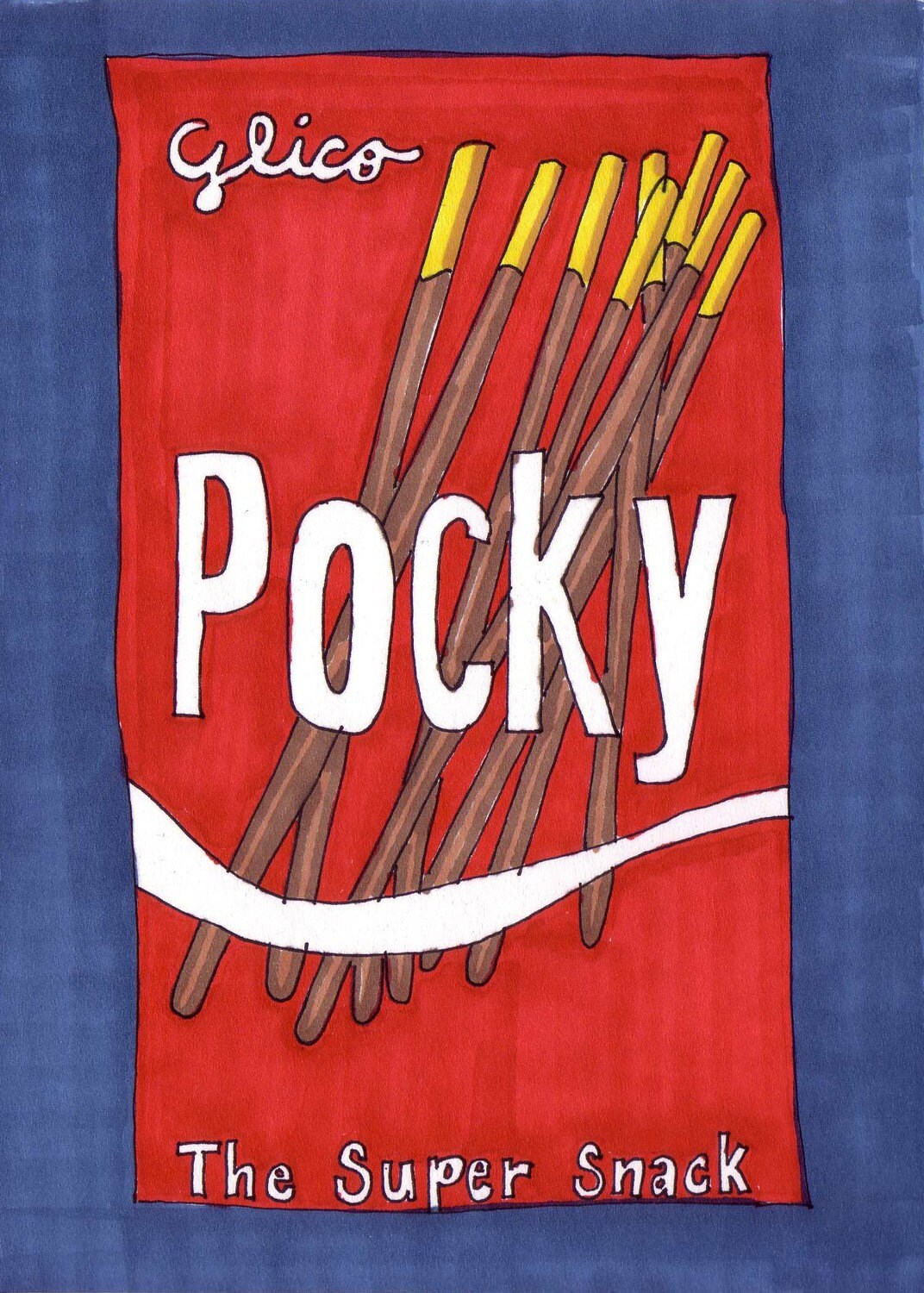 Pocky-Original Framed 5x7 inch Illustration | Etsy