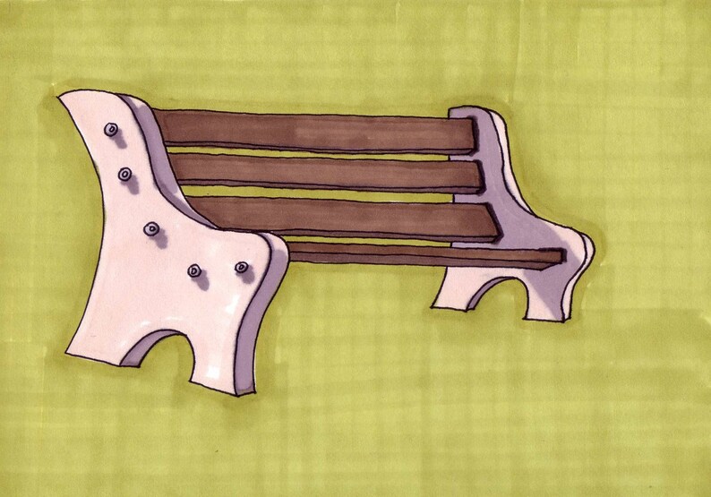 Bench-5x7 Inch Print From Original Illustration - Etsy