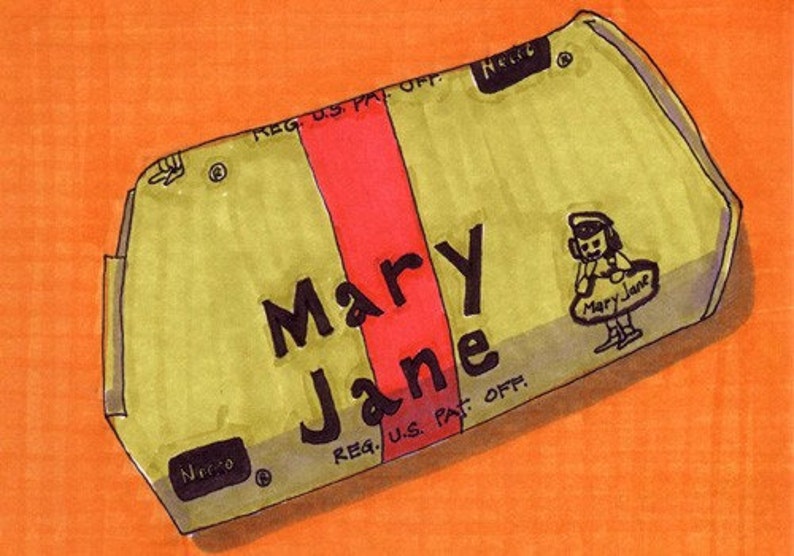 Mary Jane Candy 5x7 Inch Print From Original Illustration Etsy
