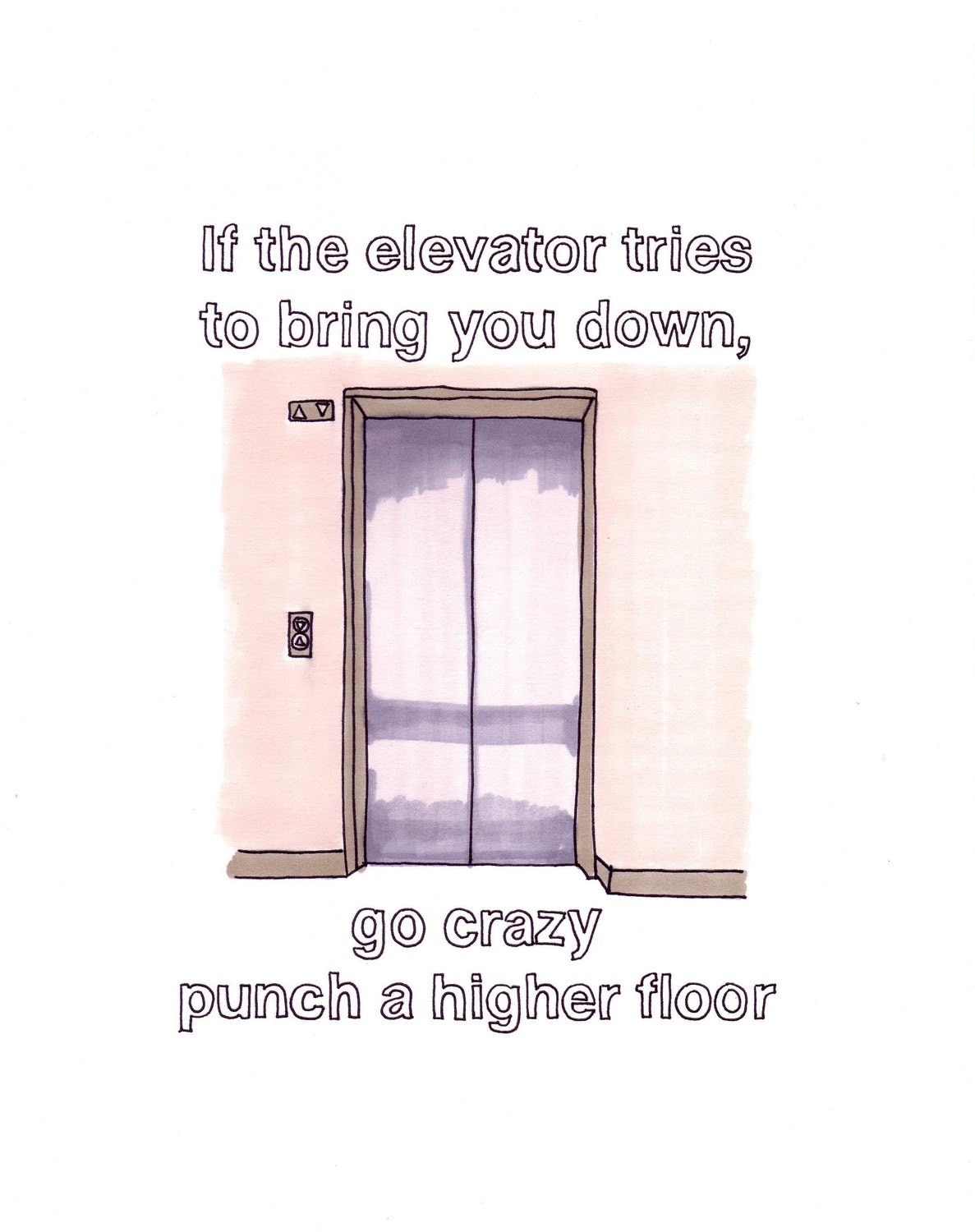 Let's Go Crazy/elevator 8x10 Print From Original Illustration - Etsy