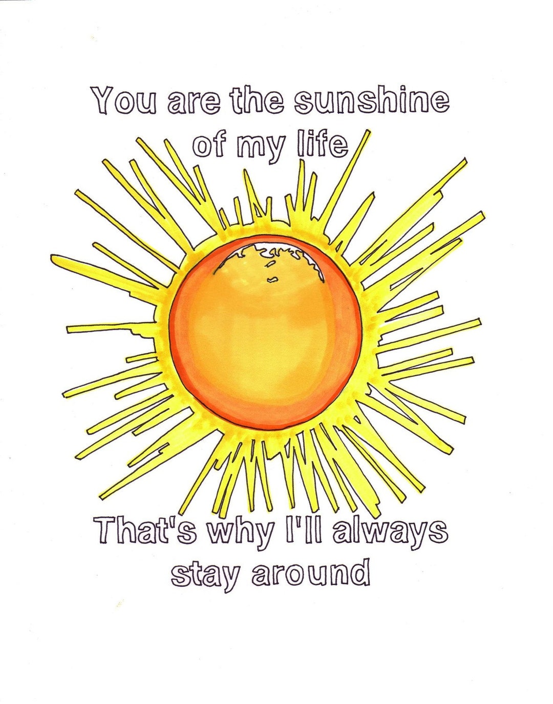 You Are the Sunshine of My Life/sun- 8x10 Print From Original ...