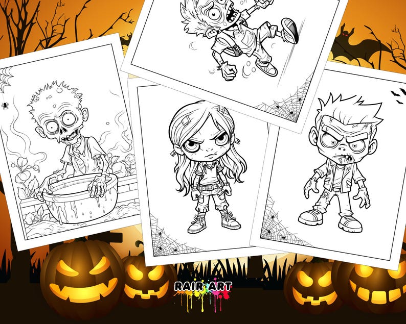 Chibi ZOMBIES Coloring Book – 41 Halloween Drawings for Kids ...