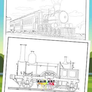 Trains Coloring Book | 37 Pages of Trains, Railroads and Locomotives ...