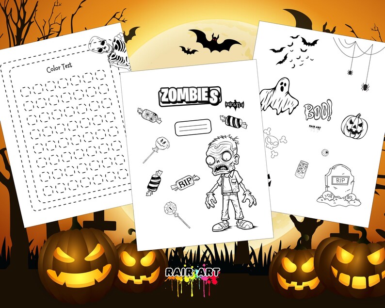 Chibi ZOMBIES Coloring Book – 41 Halloween Drawings for Kids ...