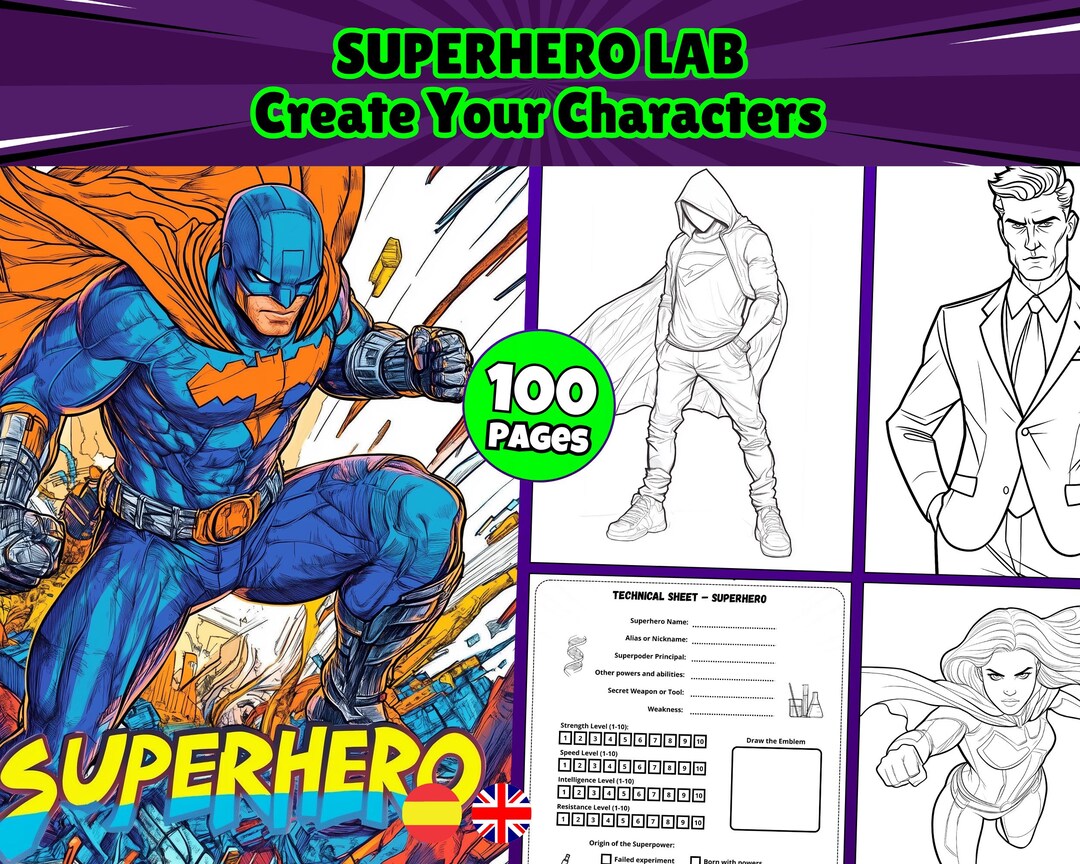 Create Your Own Superhero – 100 Pages to Color and Customize Heroes, Heroines, and Villains ...