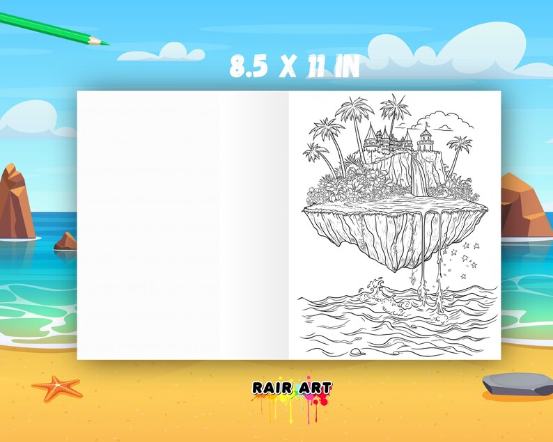 Floating Islands to Color With Fantastic Landscapes – 42 PDF Pages With ...