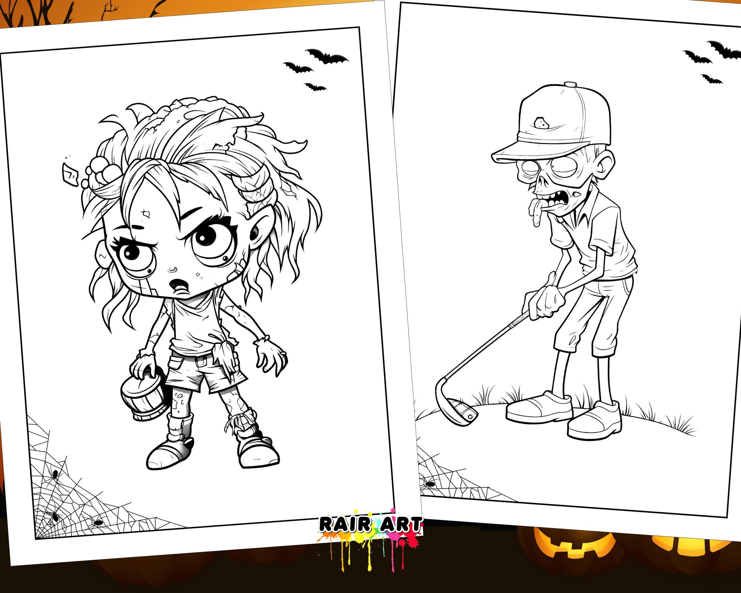 Chibi ZOMBIES Coloring Book – 41 Halloween Drawings for Kids ...