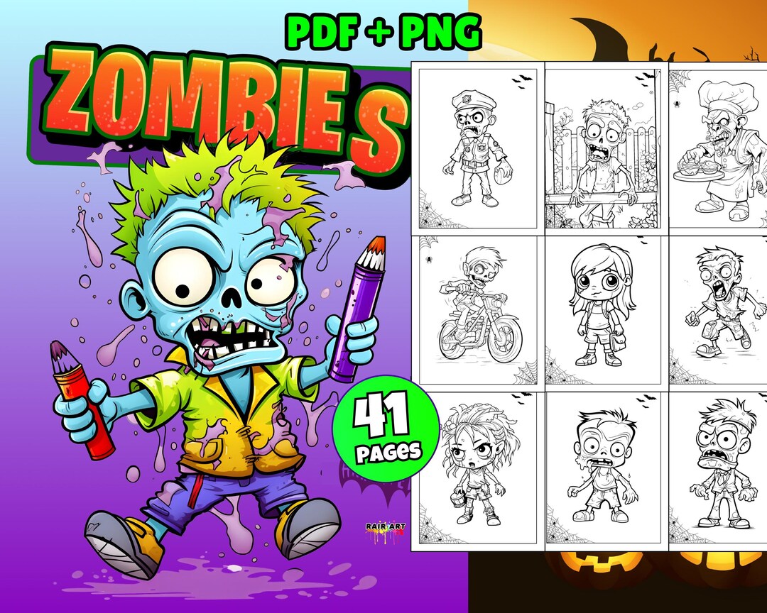 Chibi ZOMBIES Coloring Book – 41 Halloween Drawings for Kids ...