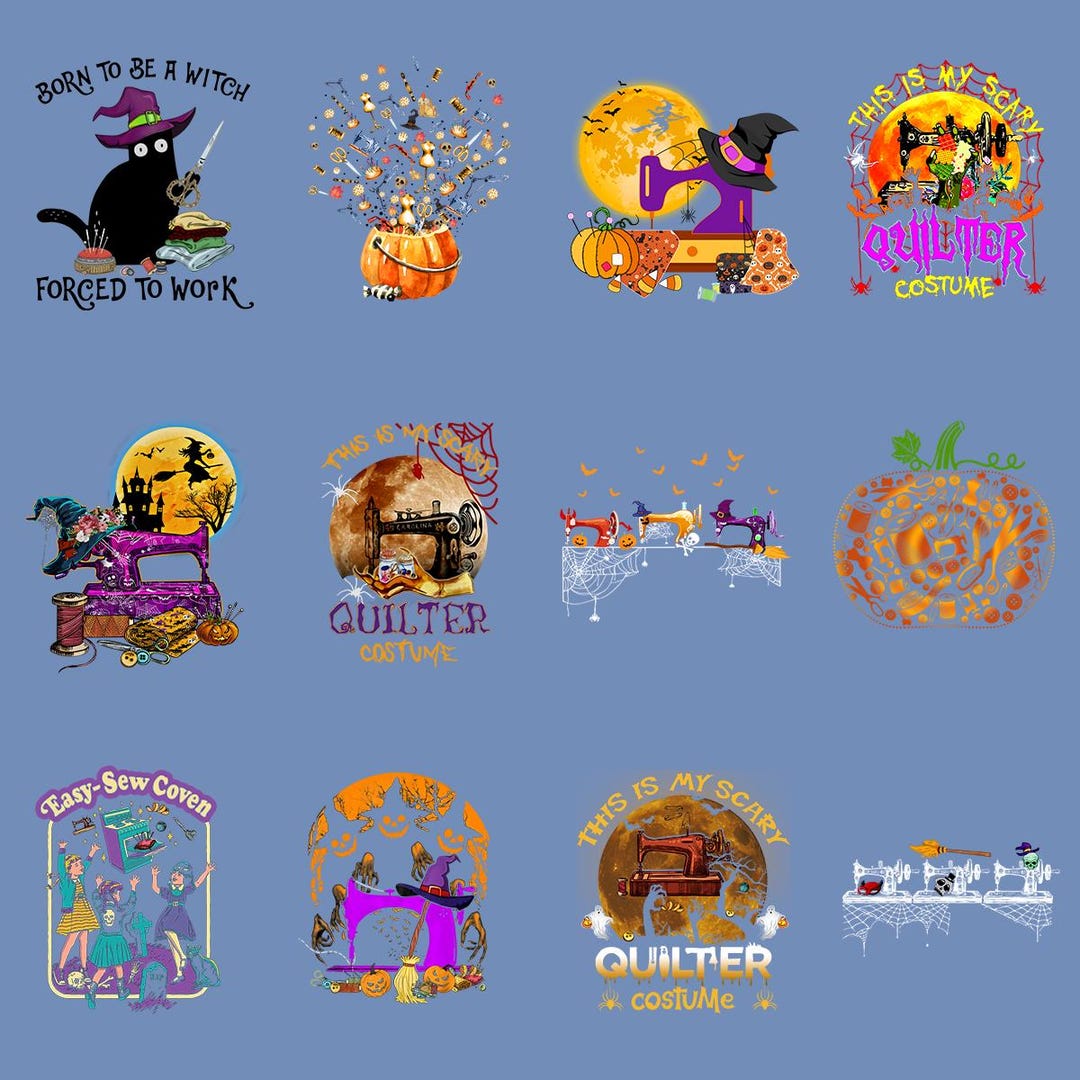 10+ Halloween Sewing Designs Png, Sewing Halloween Bundle Png, Scary ...