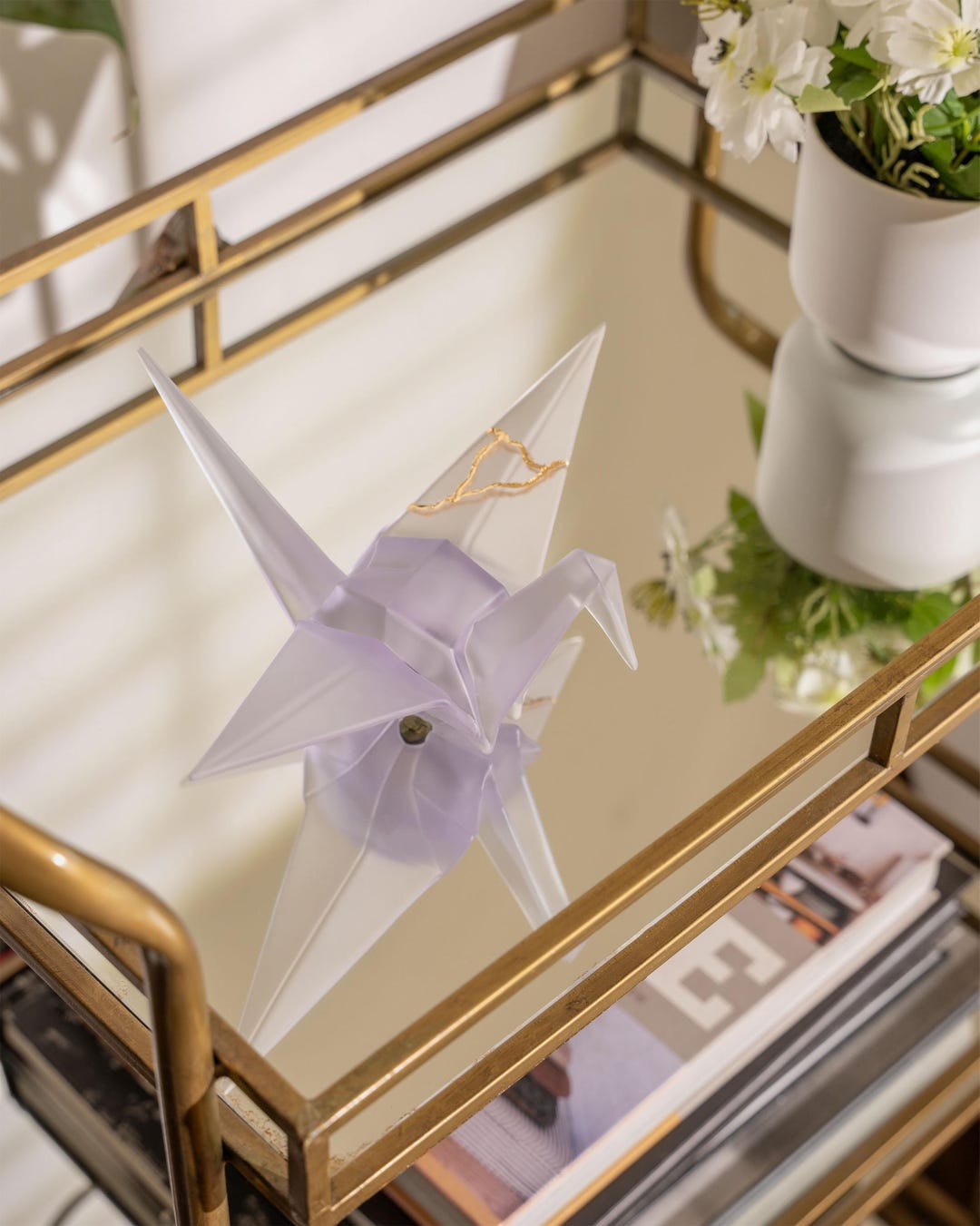 Kintsugi Origami Crane: Handmade Resin Lavender Decor - Etsy