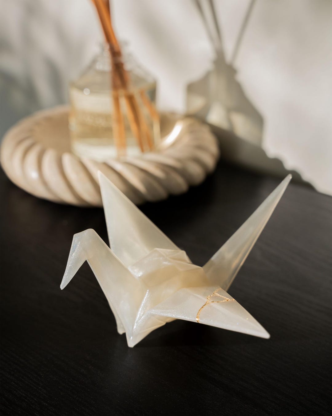 Kintsugi Origami Crane | Handmade Resin Origami Crane | Pearl - Etsy