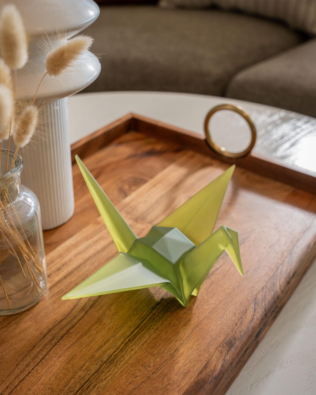 Sage | Japanese Origami Crane | Handmade Resin Statue - Etsy