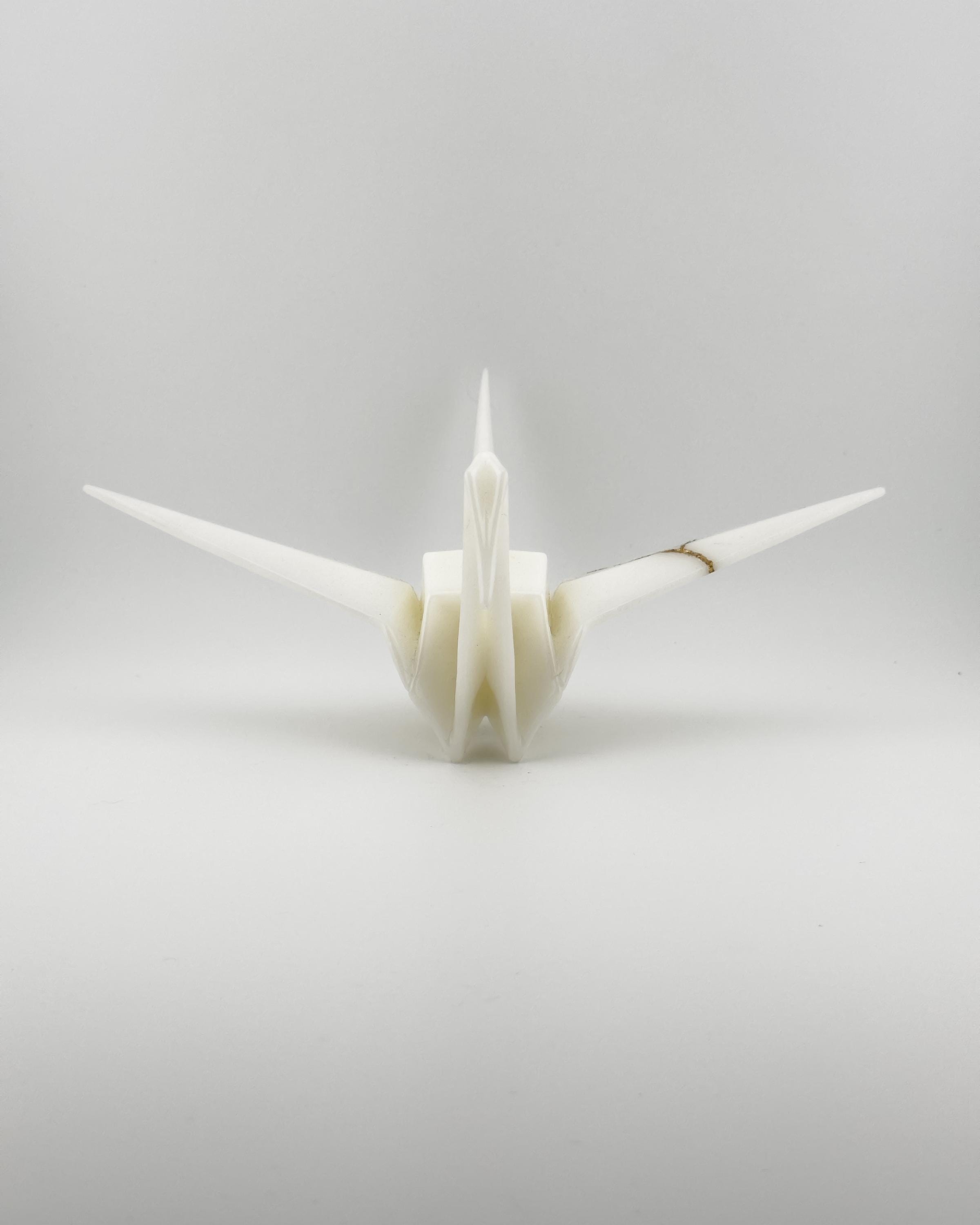 Kintsugi Origami Crane: Handmade Resin Ivory Sculpture - Etsy