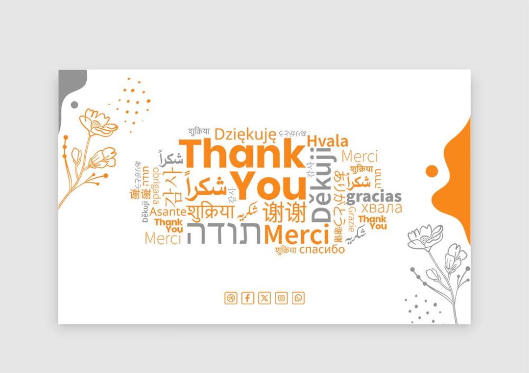 Thank You Card in Different Languages | Elegant Printable Thank You ...